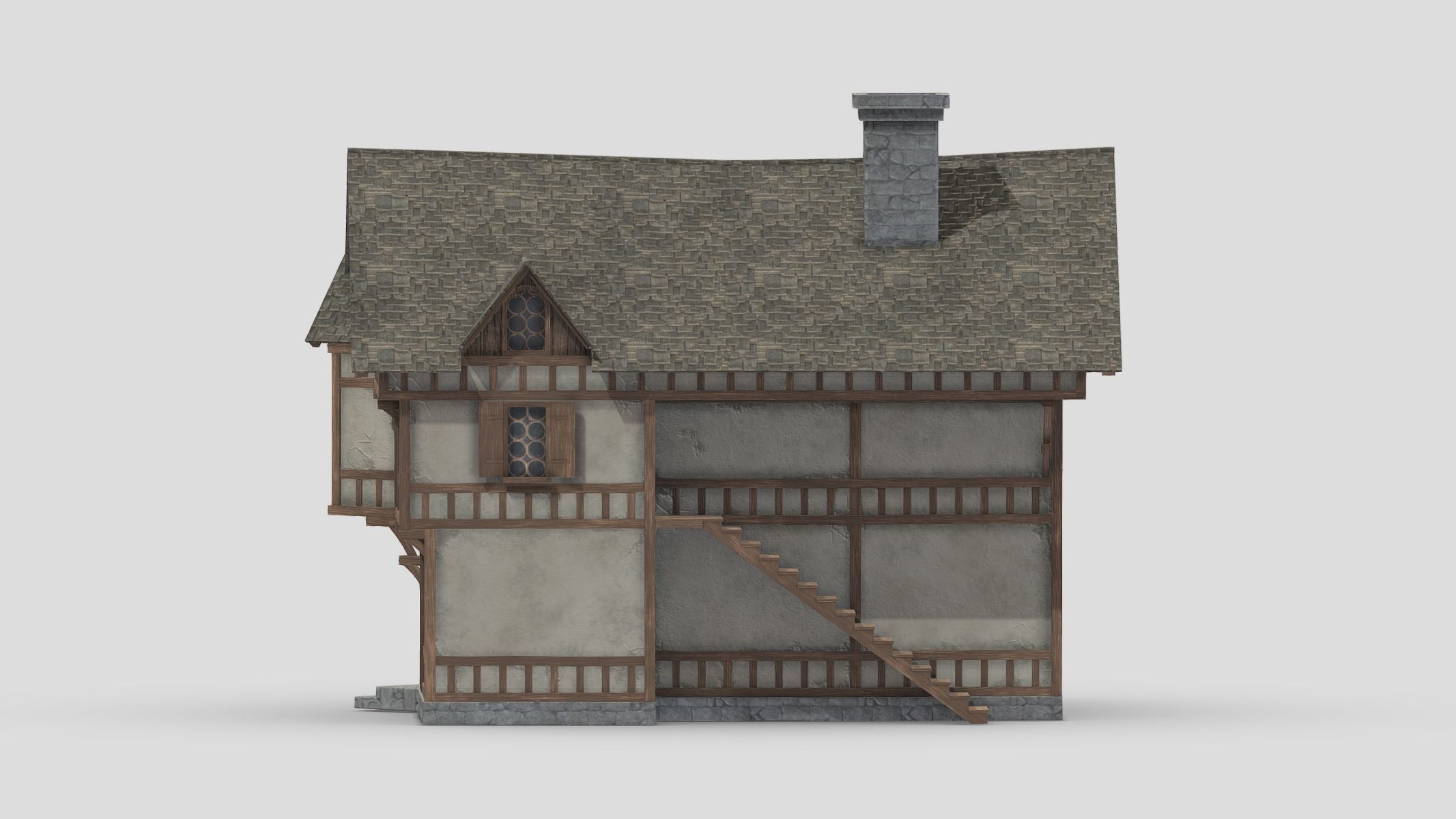 3D model Medieval Building 01 Low Poly PBR Realistic VR / AR / low-poly ...
