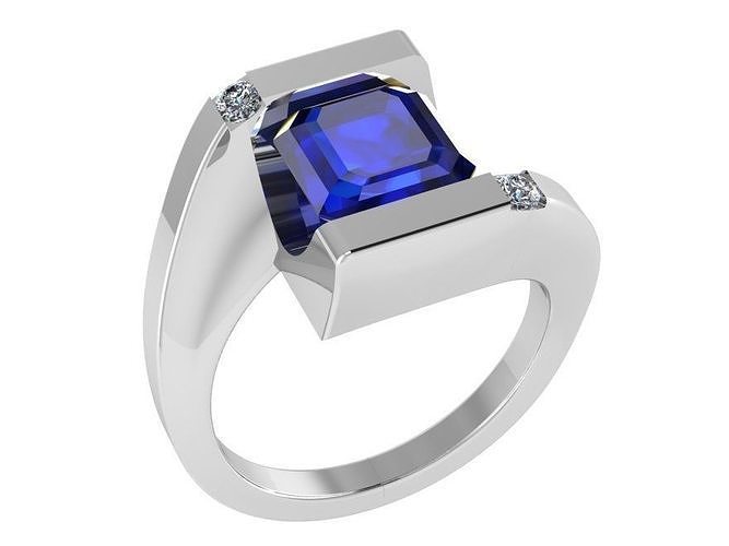 Blue stone square ring 2875 3D print model 3D model 3D printable | CGTrader