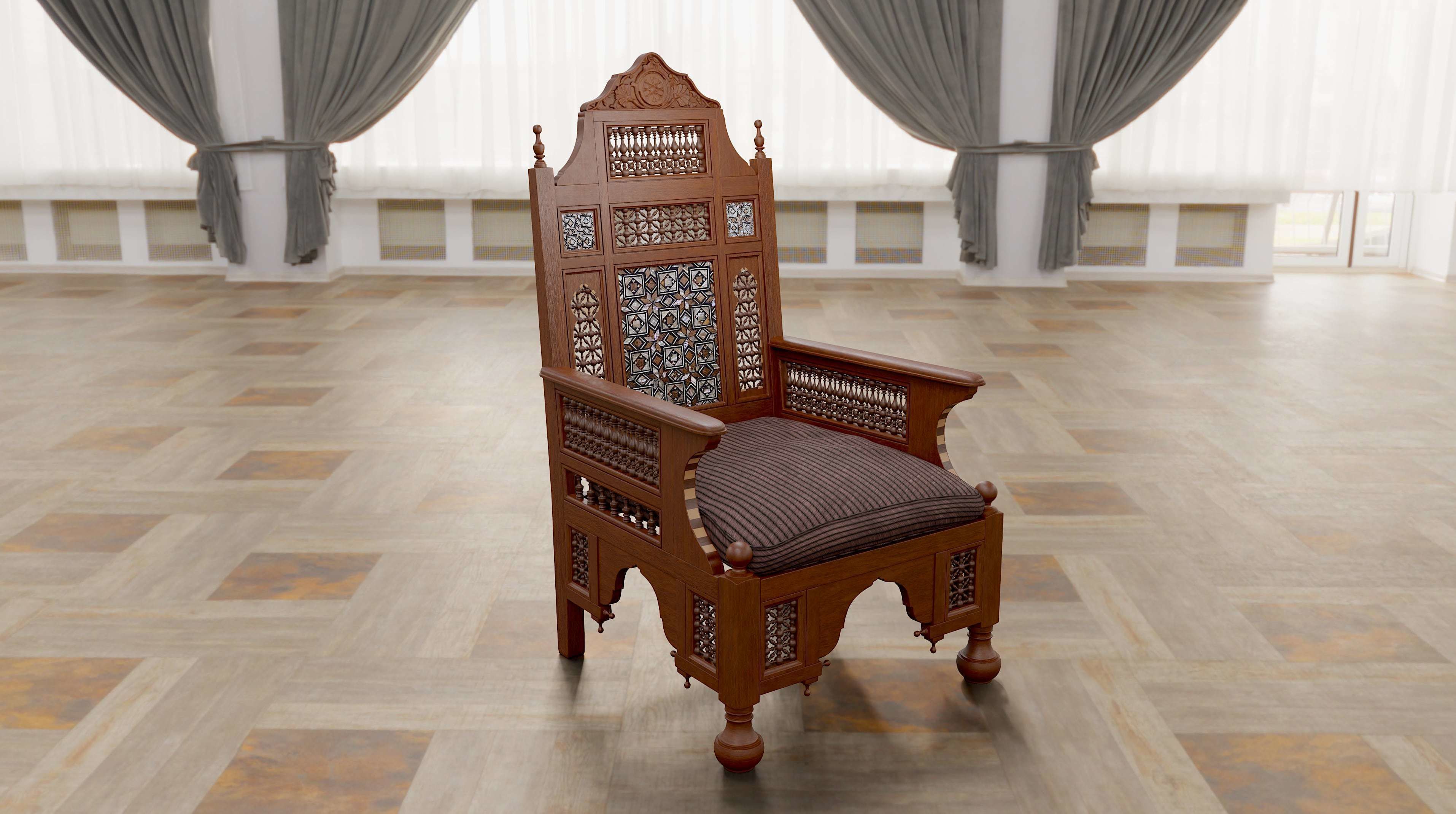 Islamic Arabesque Throne Chair 3D model | CGTrader