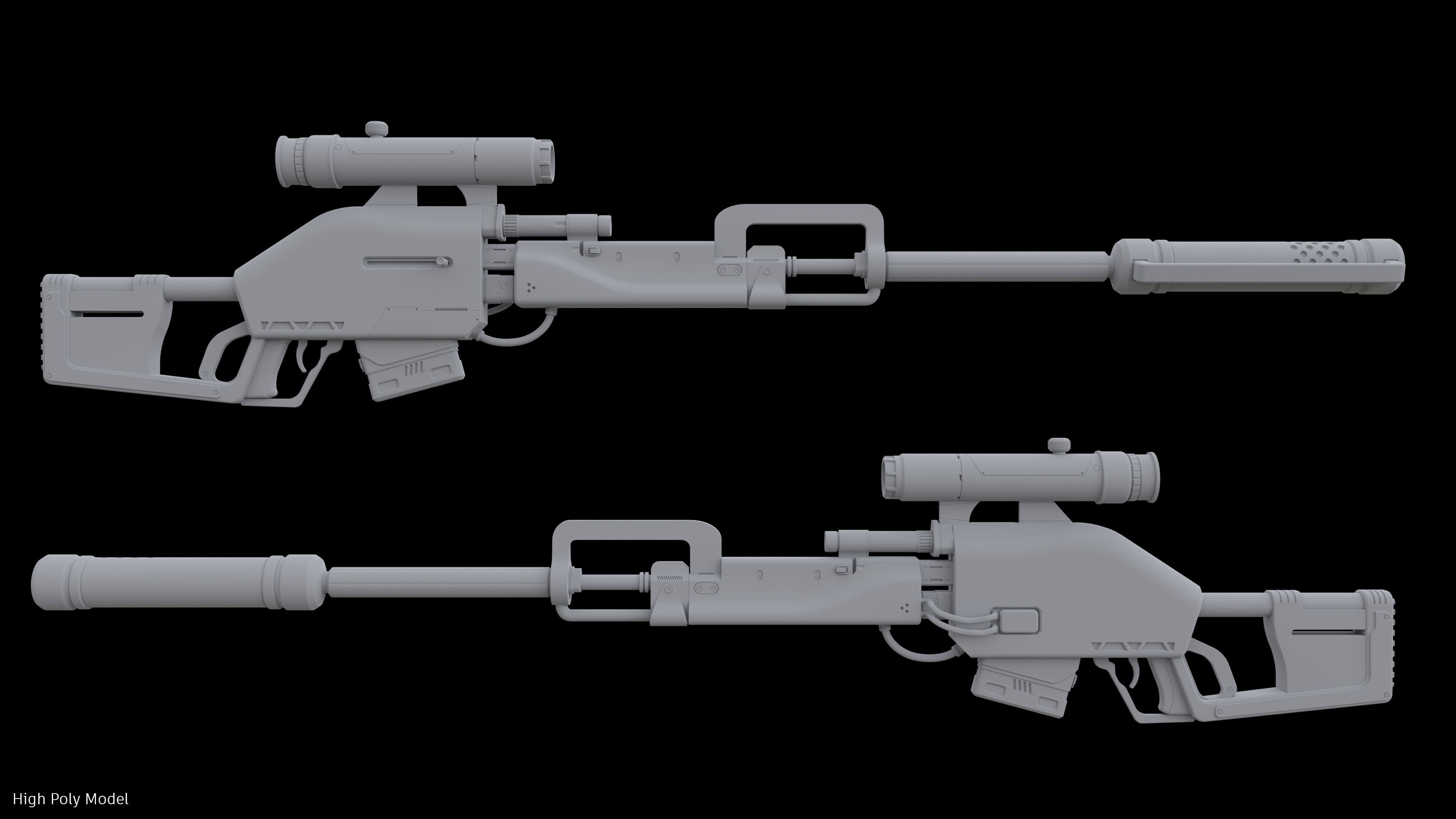 3D model Sniper Rifle Concept Low-poly 3D model VR / AR / low-poly ...