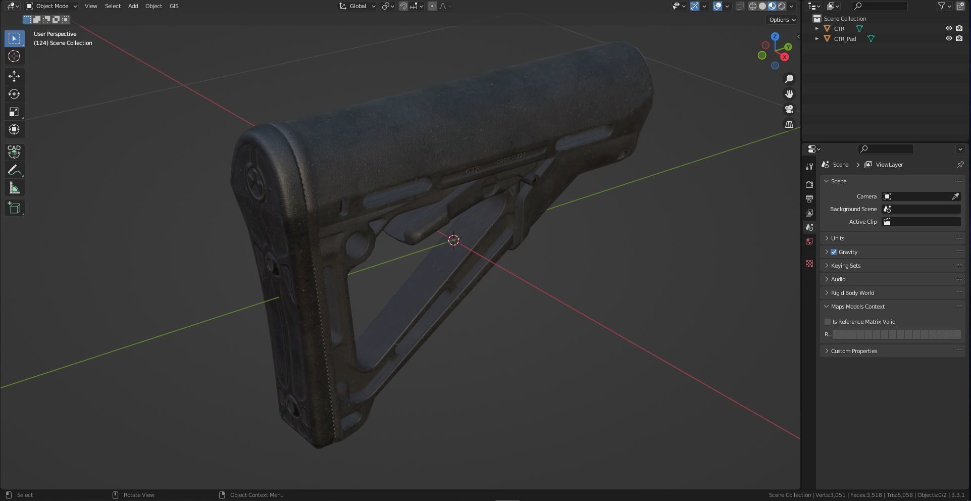 3D model MILITARY Game Ready Magpul CTR Carabine Stock VR / AR / low ...