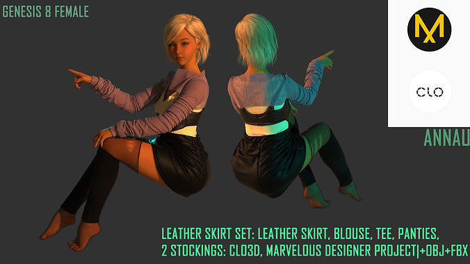 SKIRT SET LEATHERS 3D model | CGTrader