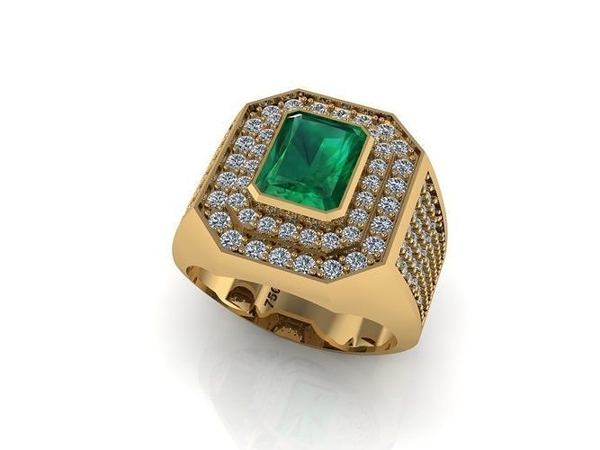 RING EMERALD LUXURY 3D model 3D printable | CGTrader