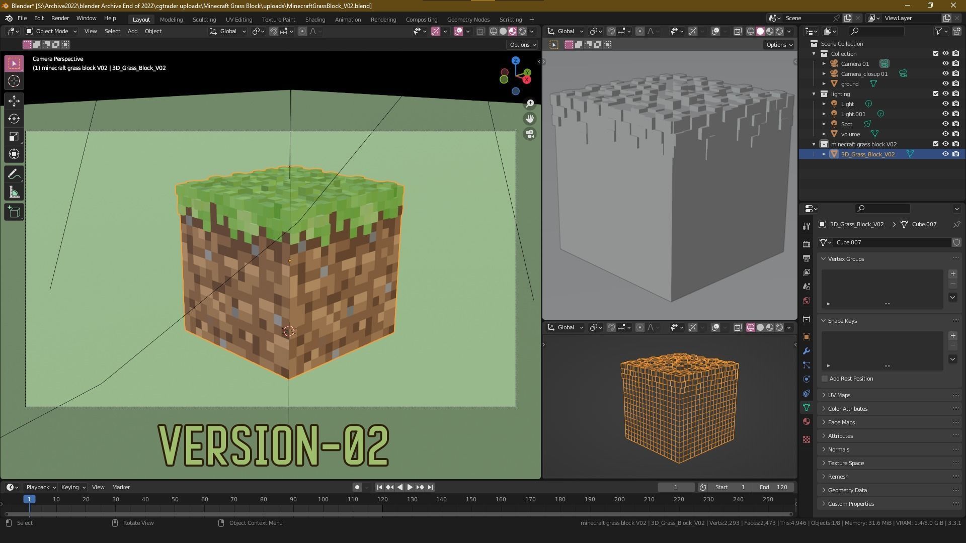 Minecraft Grass Block 3D 3D model | CGTrader