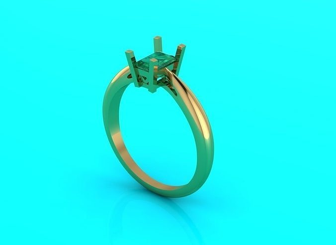 emerald cut ring 3D model 3D printable | CGTrader