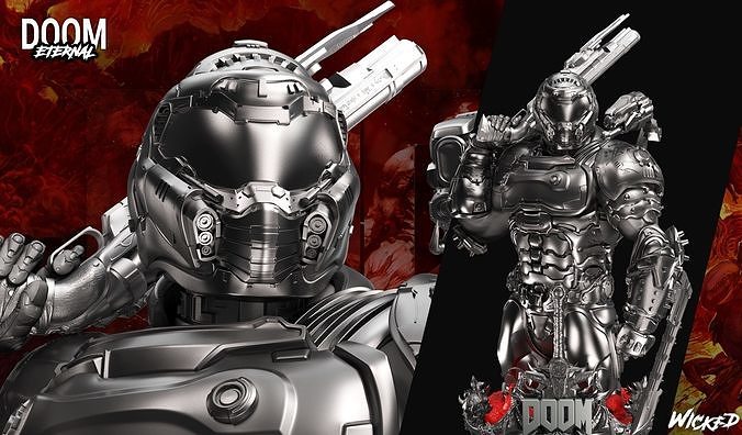 Wicked Video Game Doom Slayer Bust ready for 3d printing 3D model 3D printable | CGTrader