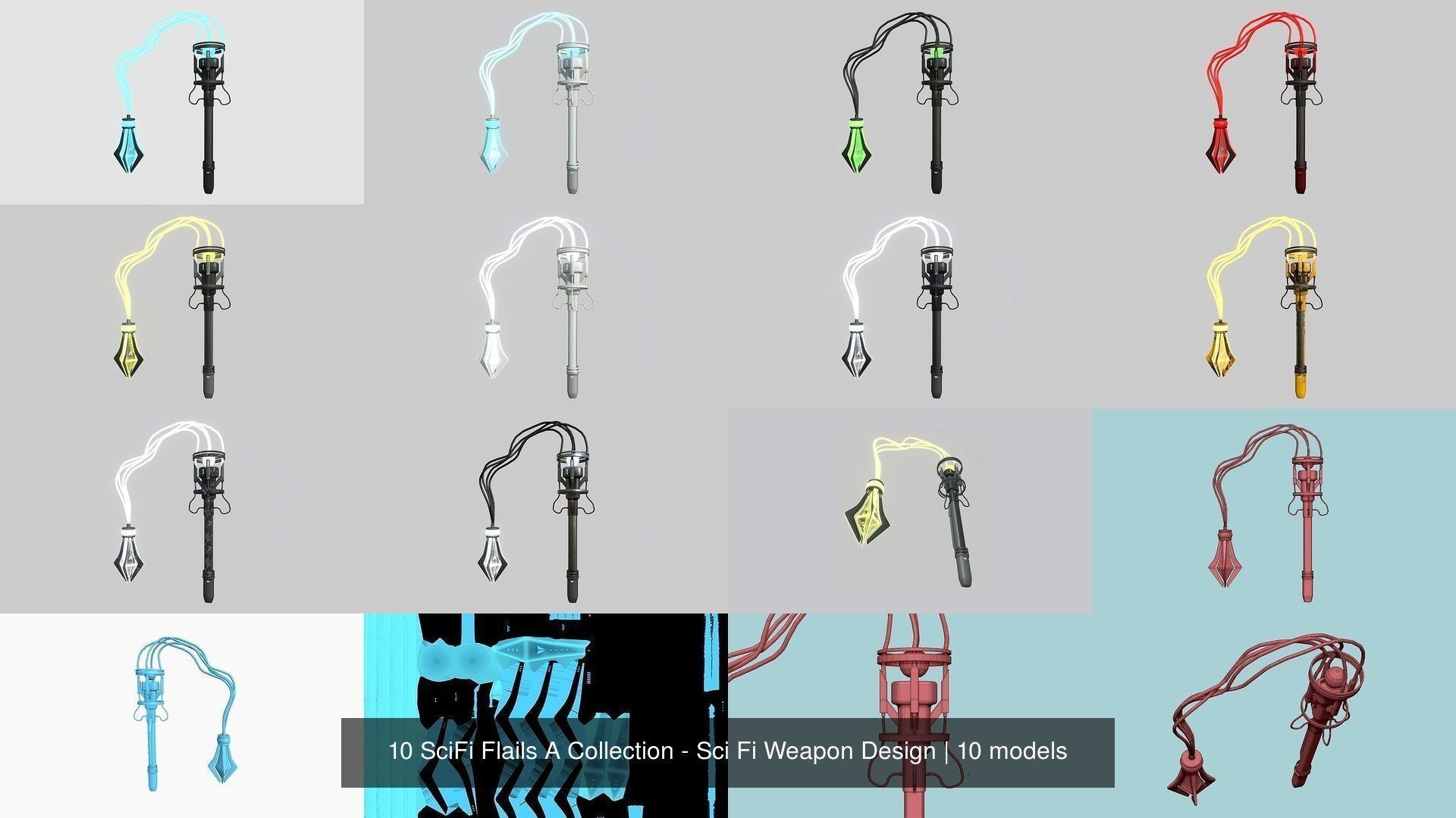 10 SciFi Flails A Collection - Sci Fi Weapon Design VR / AR / low-poly ...