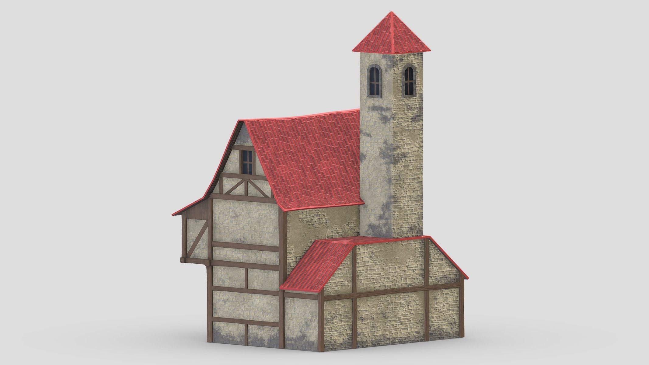 3D model Medieval Building 03 Low Poly PBR Realistic VR / AR / low-poly ...