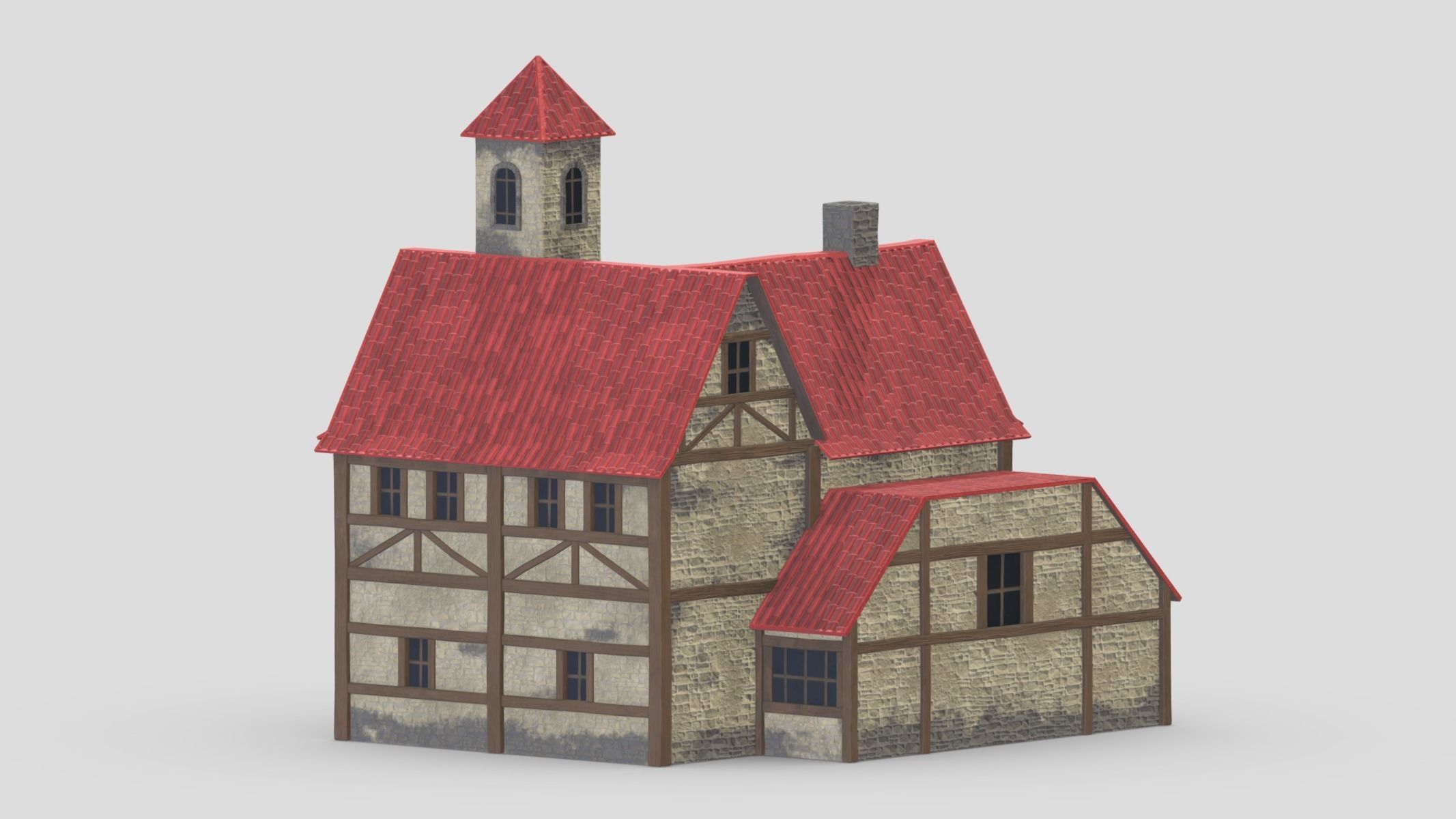 3D model Medieval Building 04 Low Poly PBR Realistic VR / AR / low-poly ...