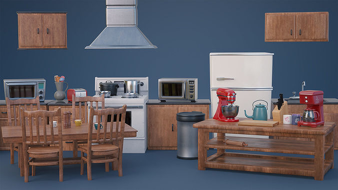 Stylized Kitchen Kit 3D model | CGTrader