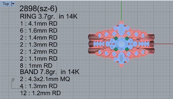 Crown diamond ring with 2-Bands 2898 3D print model 3D model 3D ...
