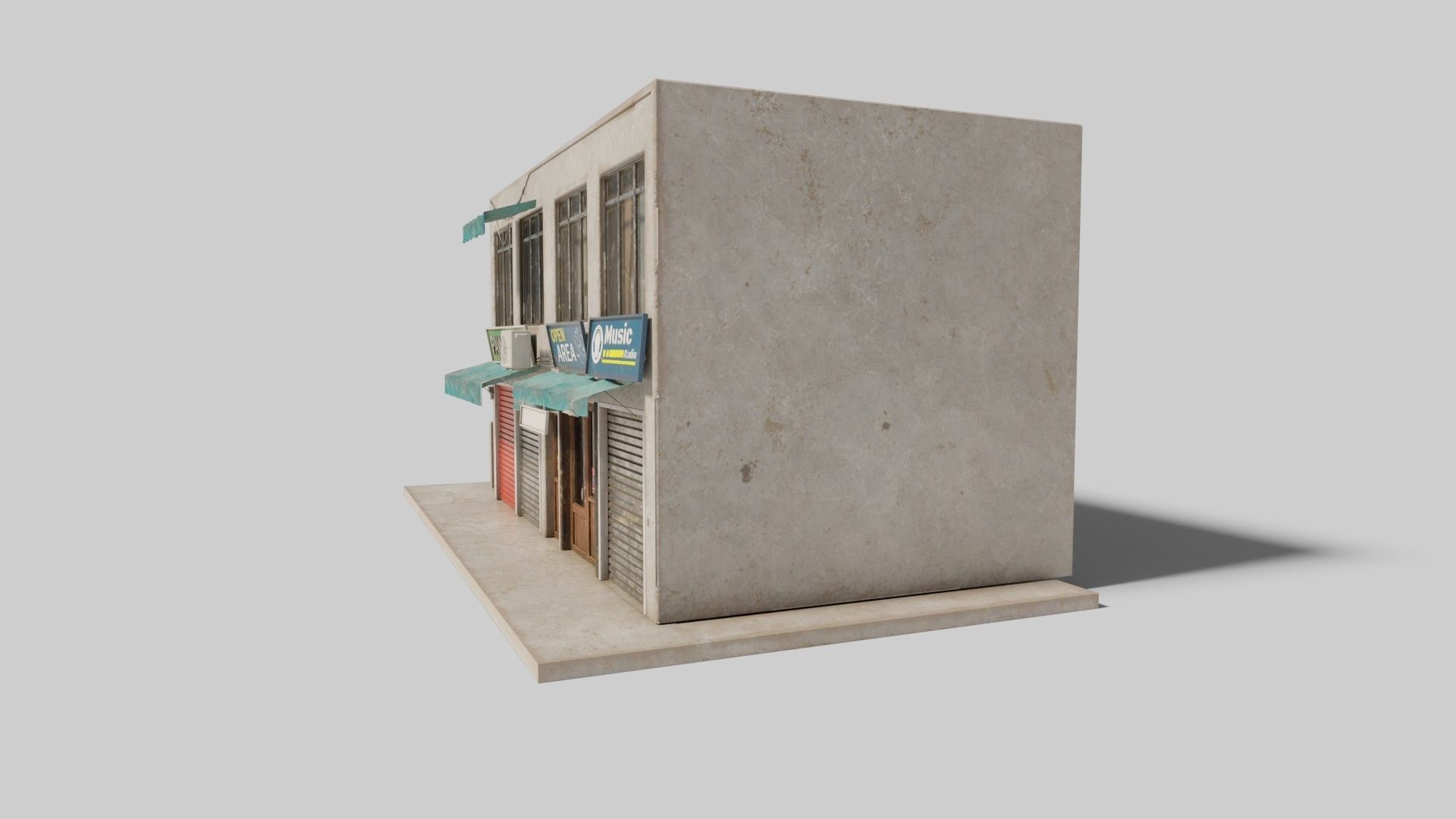 3D model typical street Building with shops with 4k pbr textures VR ...