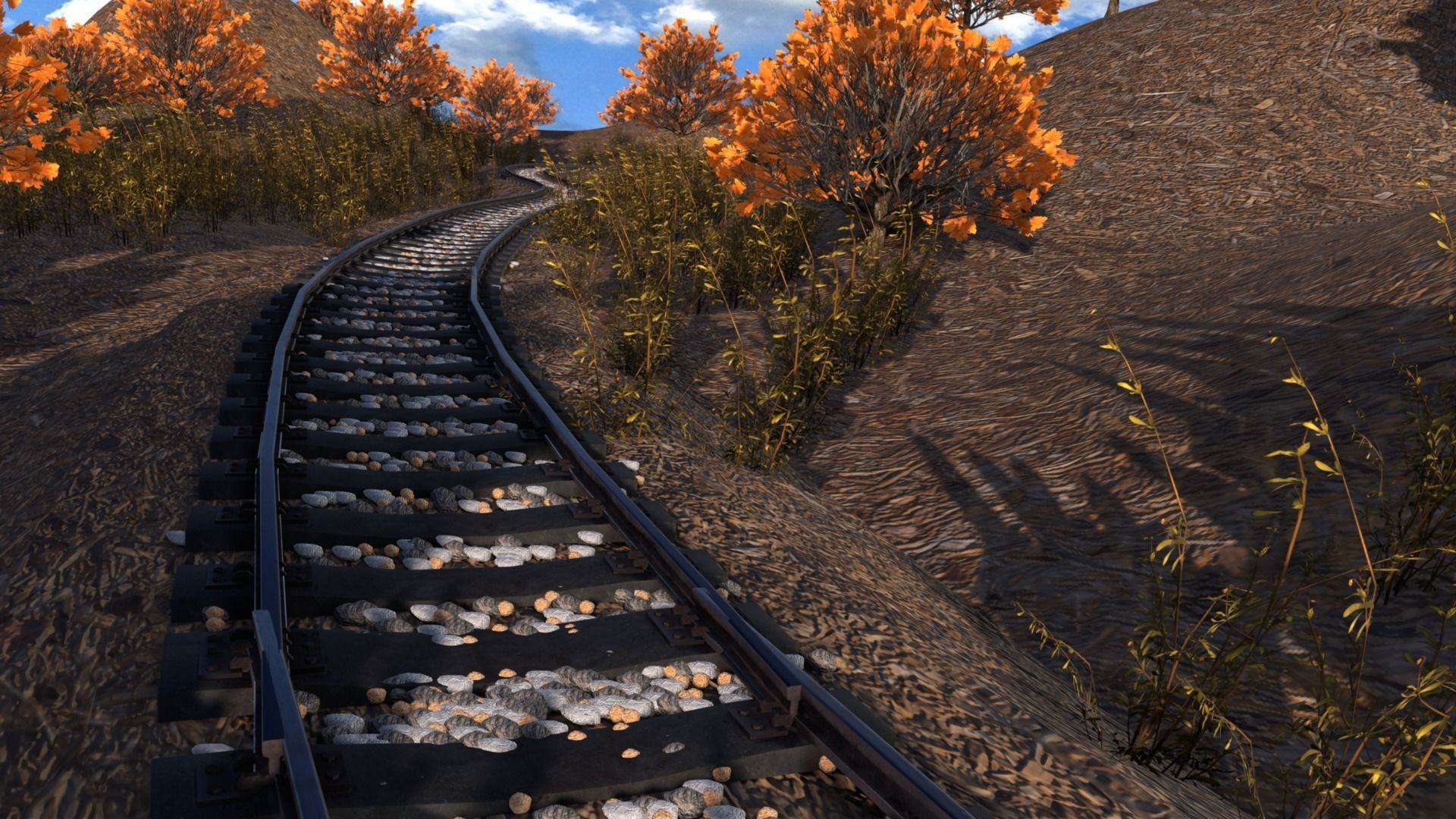Railway Track 3D Scene 3D model | CGTrader