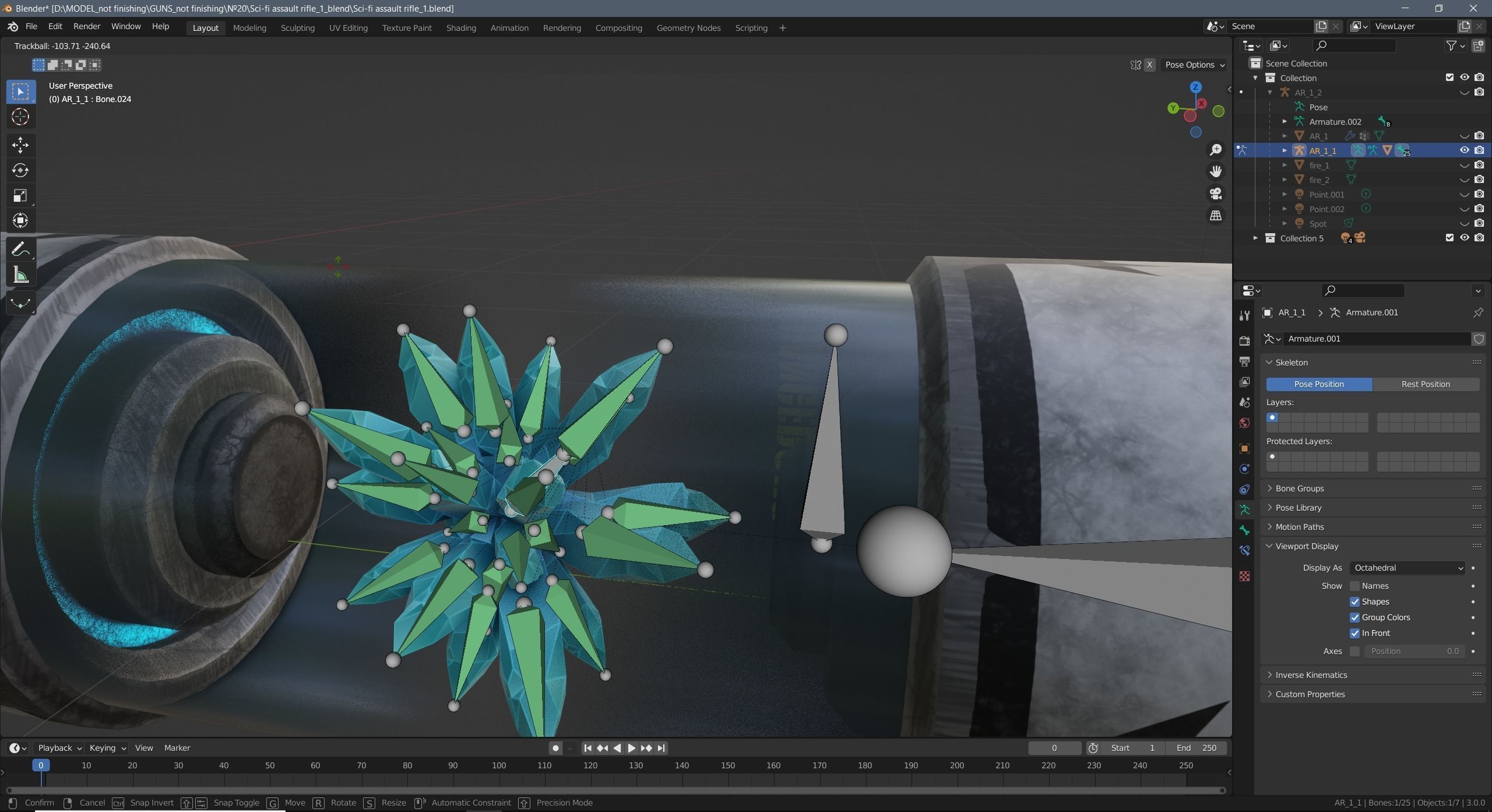 3D model Sci-fi assault rifle with crystal VR / AR / low-poly | CGTrader