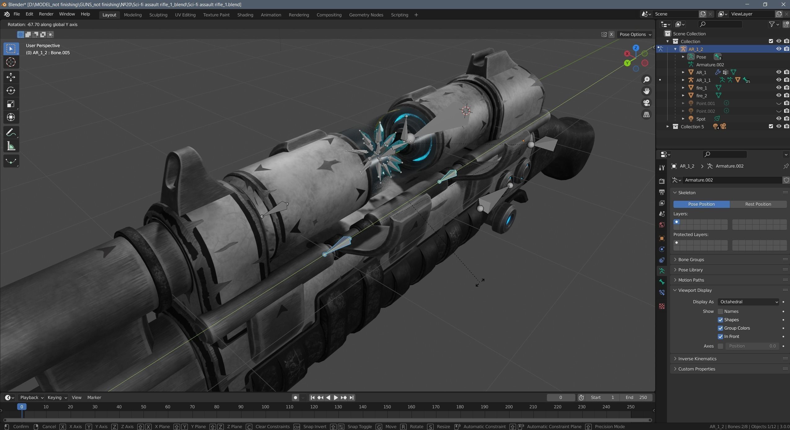 3D model Sci-fi assault rifle with crystal VR / AR / low-poly | CGTrader