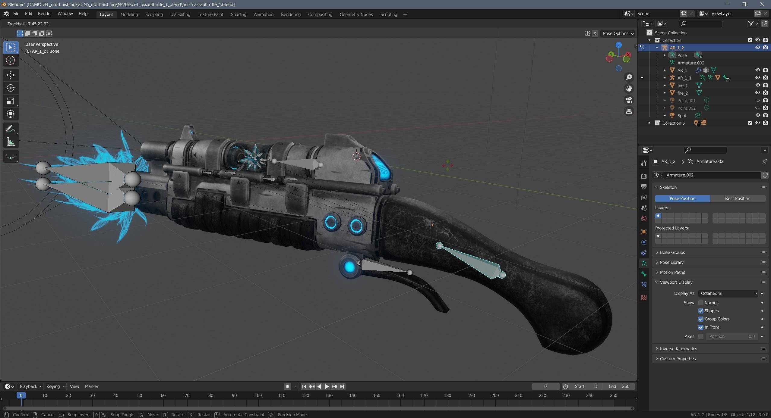 3D model Sci-fi assault rifle with crystal VR / AR / low-poly | CGTrader