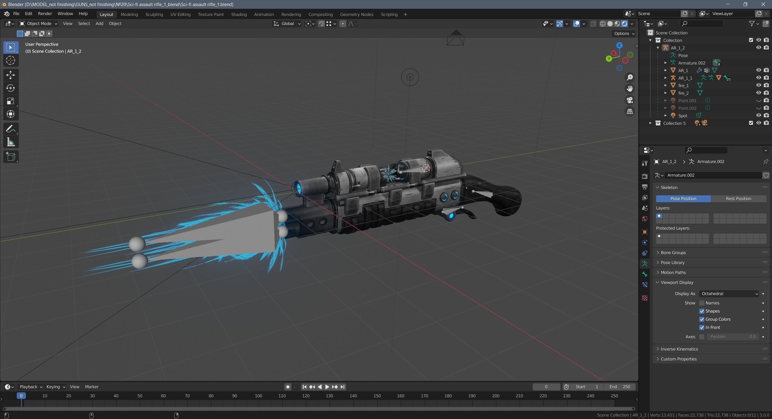 3D model Sci-fi assault rifle with crystal VR / AR / low-poly | CGTrader