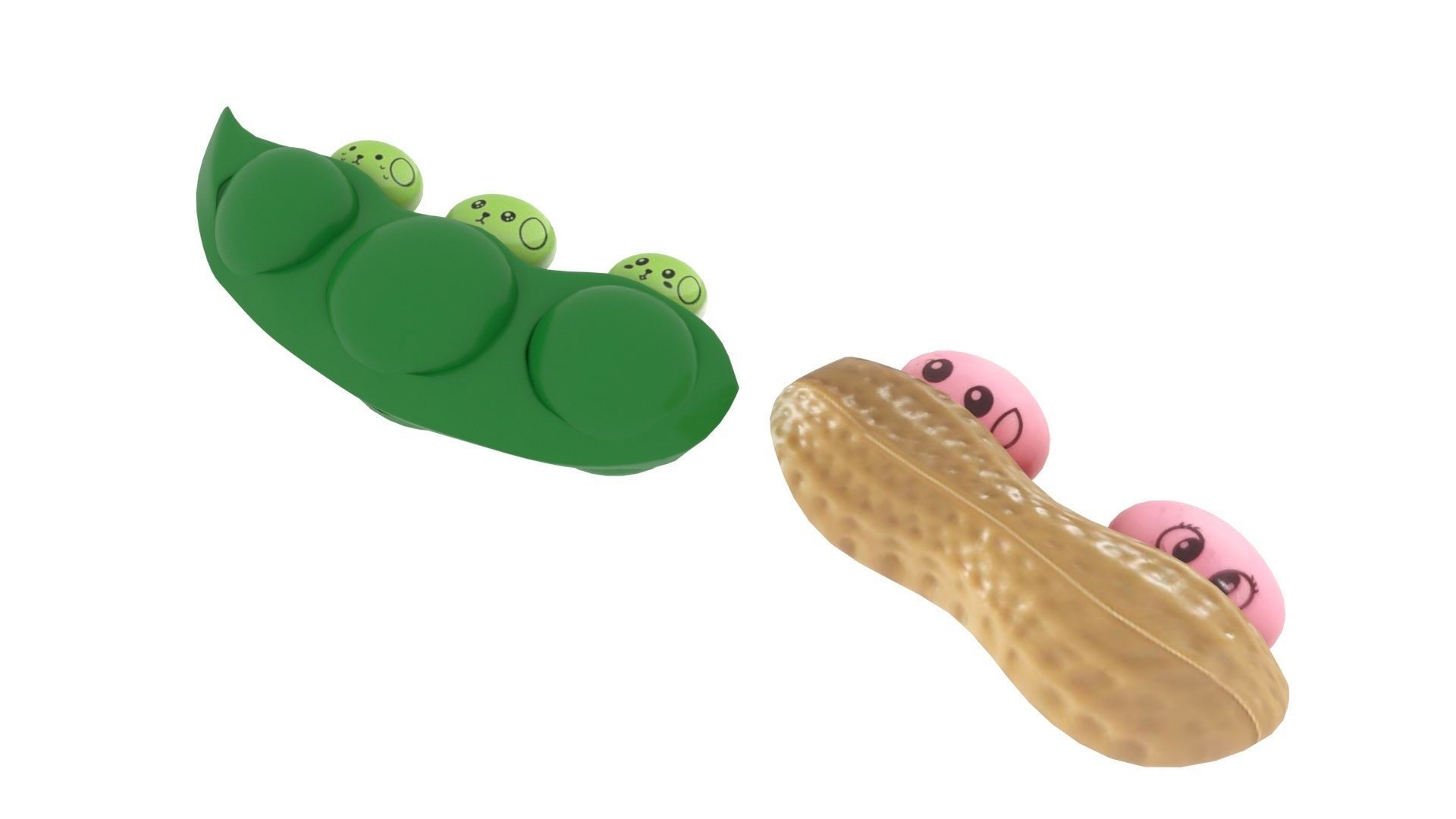 Green Bean and Peanut Fidget Toys Set 3D model | CGTrader