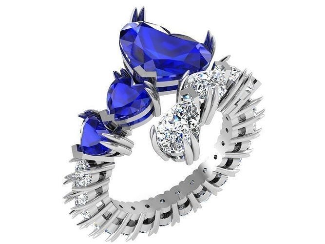 Blue heart ring 2947 3D print model 3D model 3D printable | CGTrader