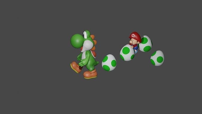 Yoshi and Mario Scene 3D model | CGTrader