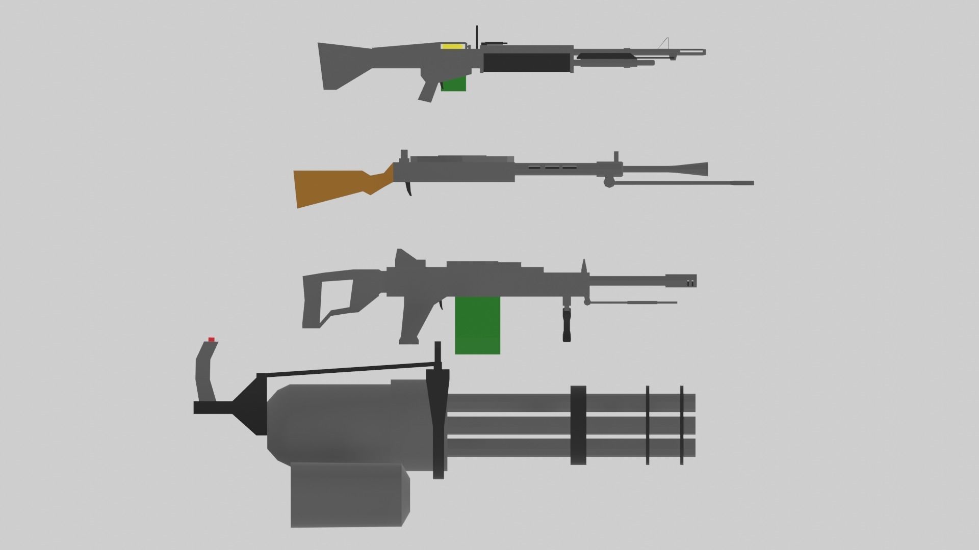 3D model Low-poly pack machine guns VR / AR / low-poly | CGTrader