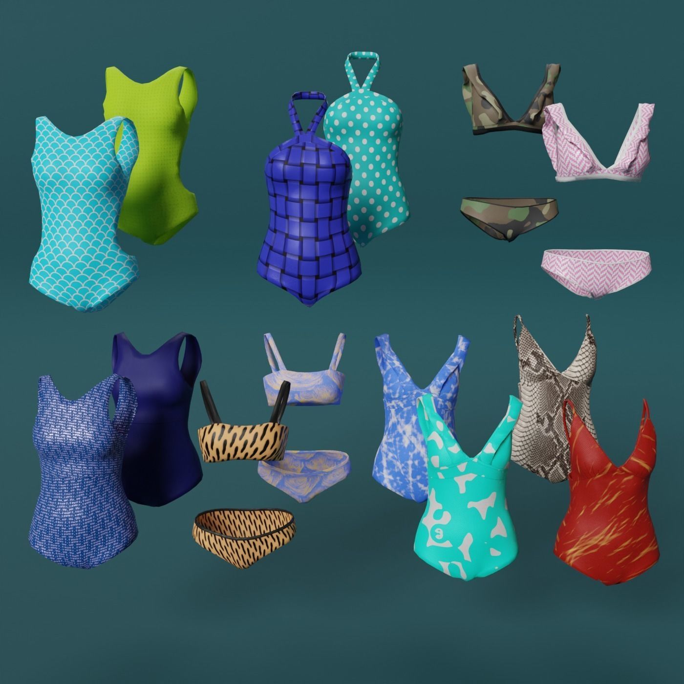 3D model Swimwear costumes pack VR / AR / low-poly | CGTrader