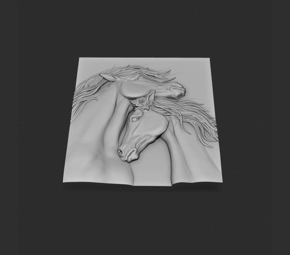 Two Horses Bas-Relief 3D print model 3D model 3D printable | CGTrader