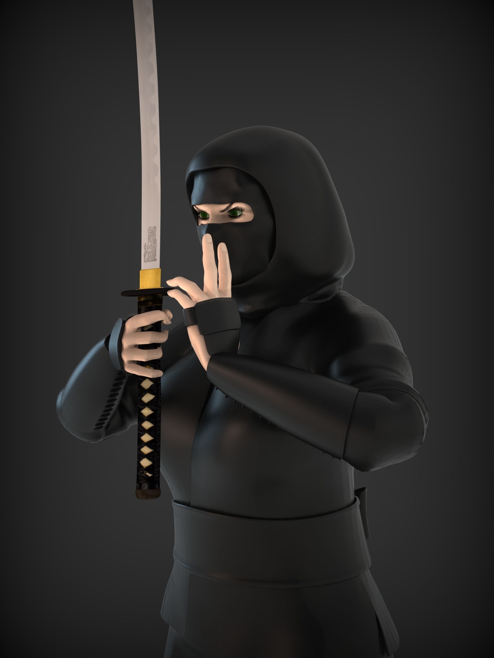 NINJA WOMEN WITH KATANA 3D model | CGTrader