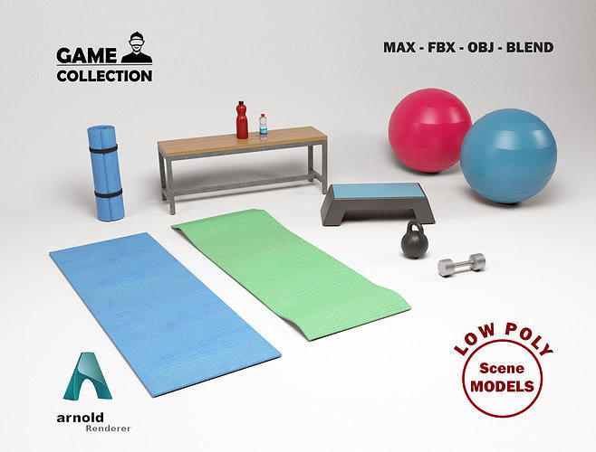 3D model Fitness Props VR / AR / low-poly | CGTrader