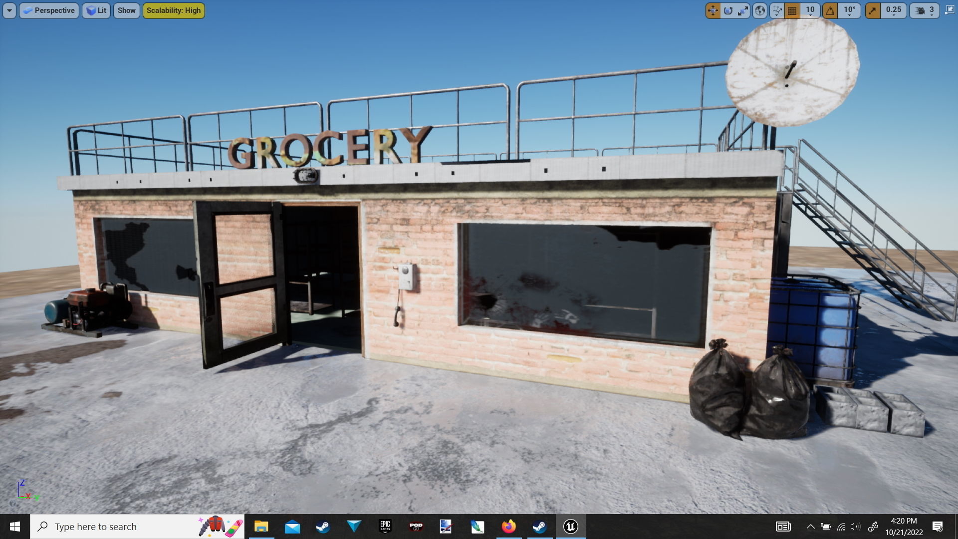 3D model Unreal 4 Abandoned Post Apocalyptic Old Store Environment VR ...