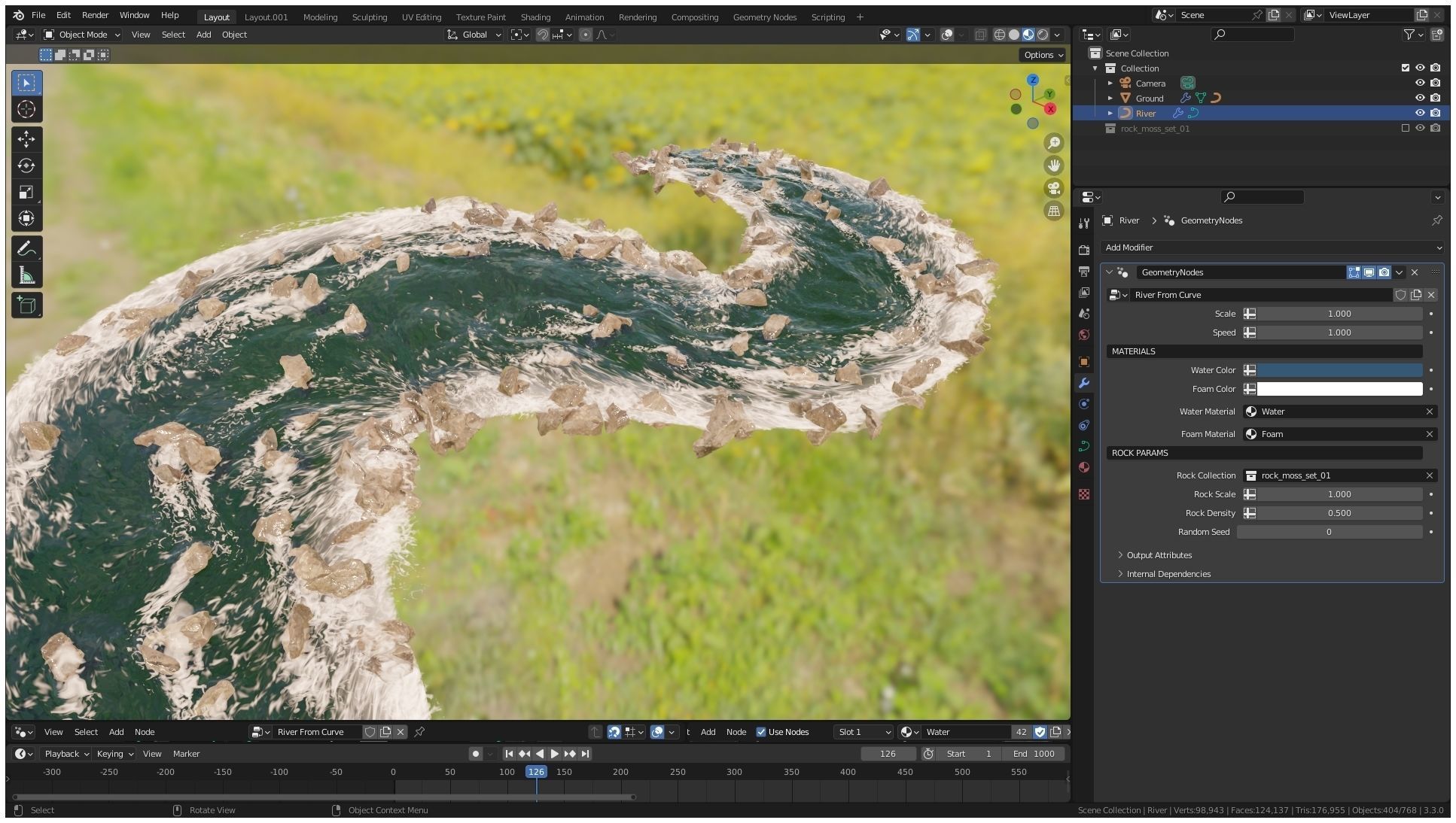 Realtime River Generator in Blender 3D model animated | CGTrader
