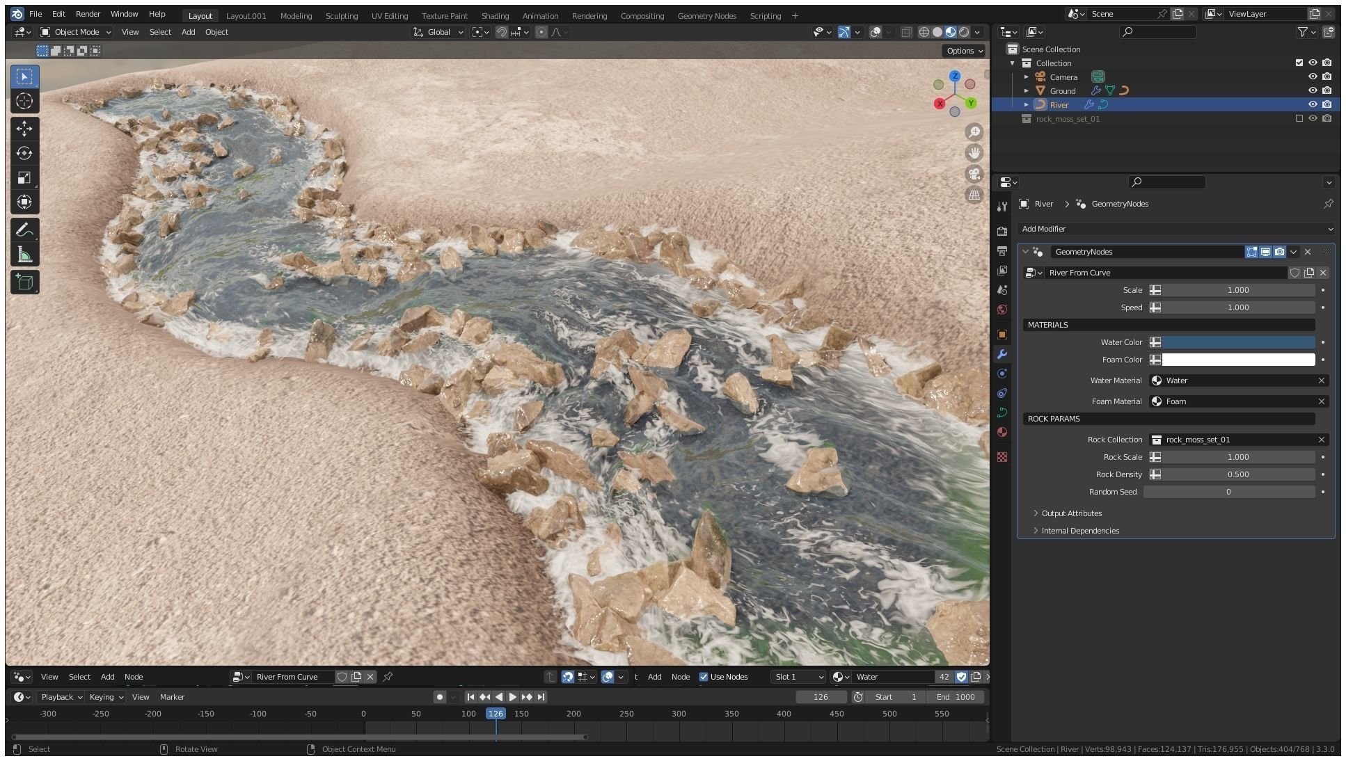 Realtime River Generator in Blender 3D model animated | CGTrader