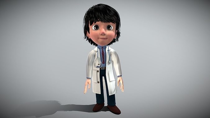 Cartoon Doctor 3D model animated rigged | CGTrader