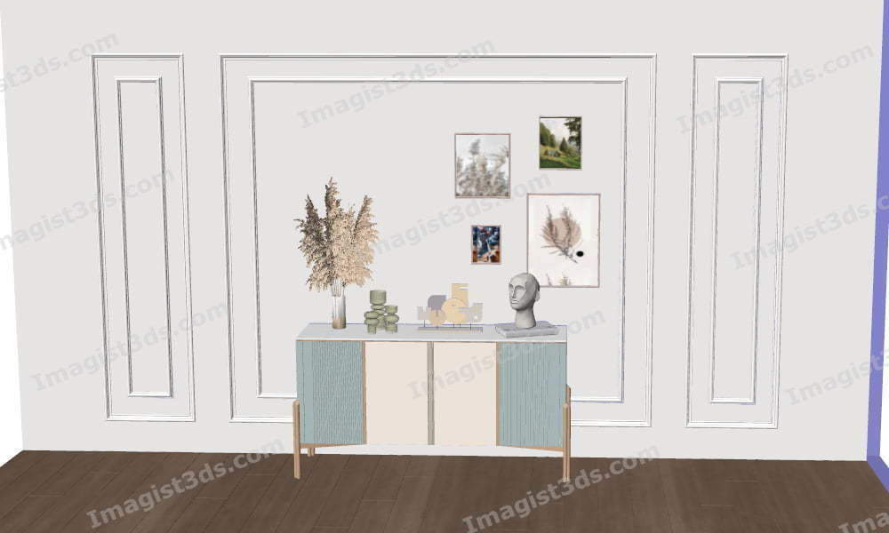 Foyer Cabinet Entryway Cabinet 3D Model for Sketchup 3D model | CGTrader