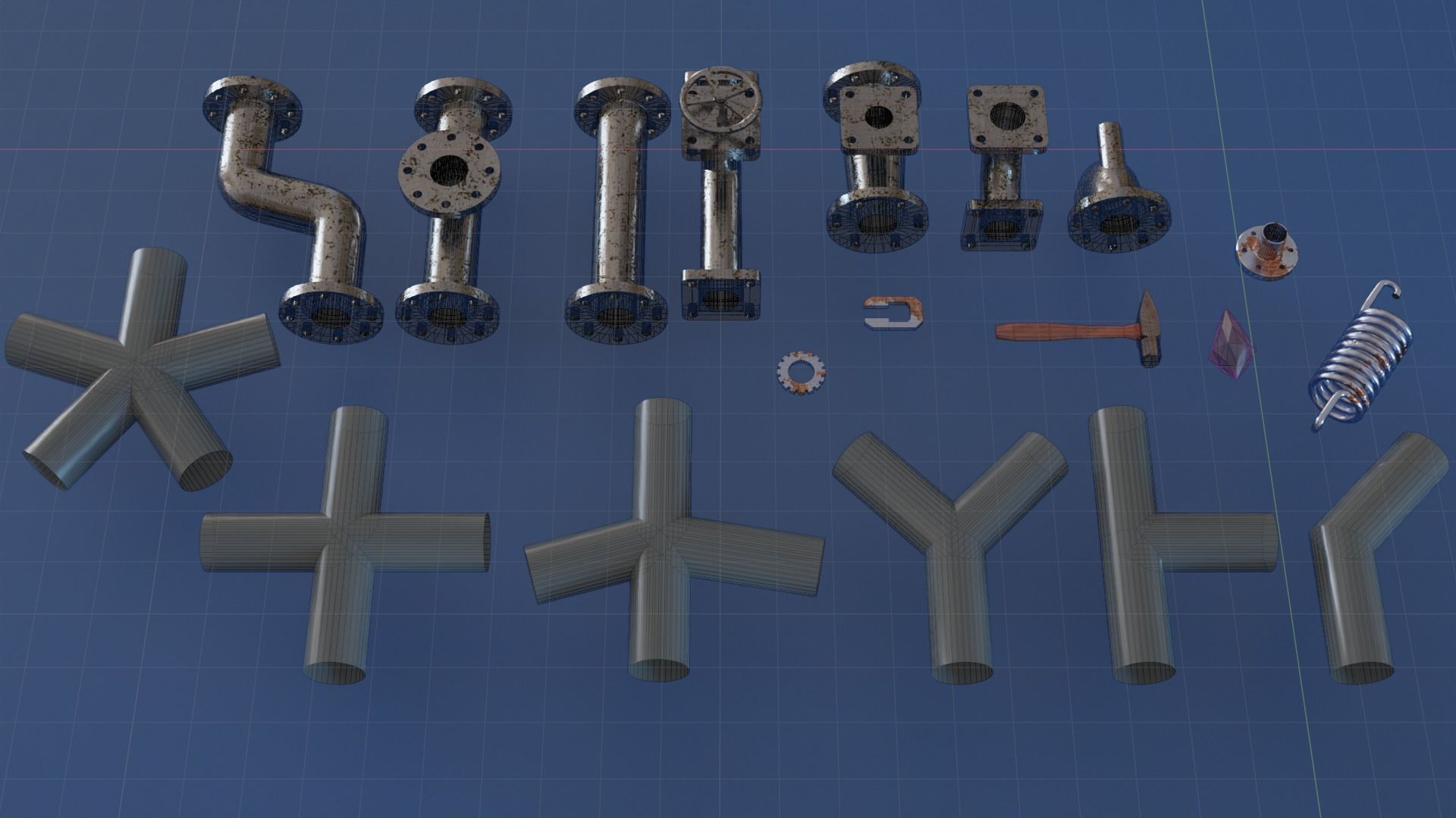 pipes and some tools 3D model | CGTrader