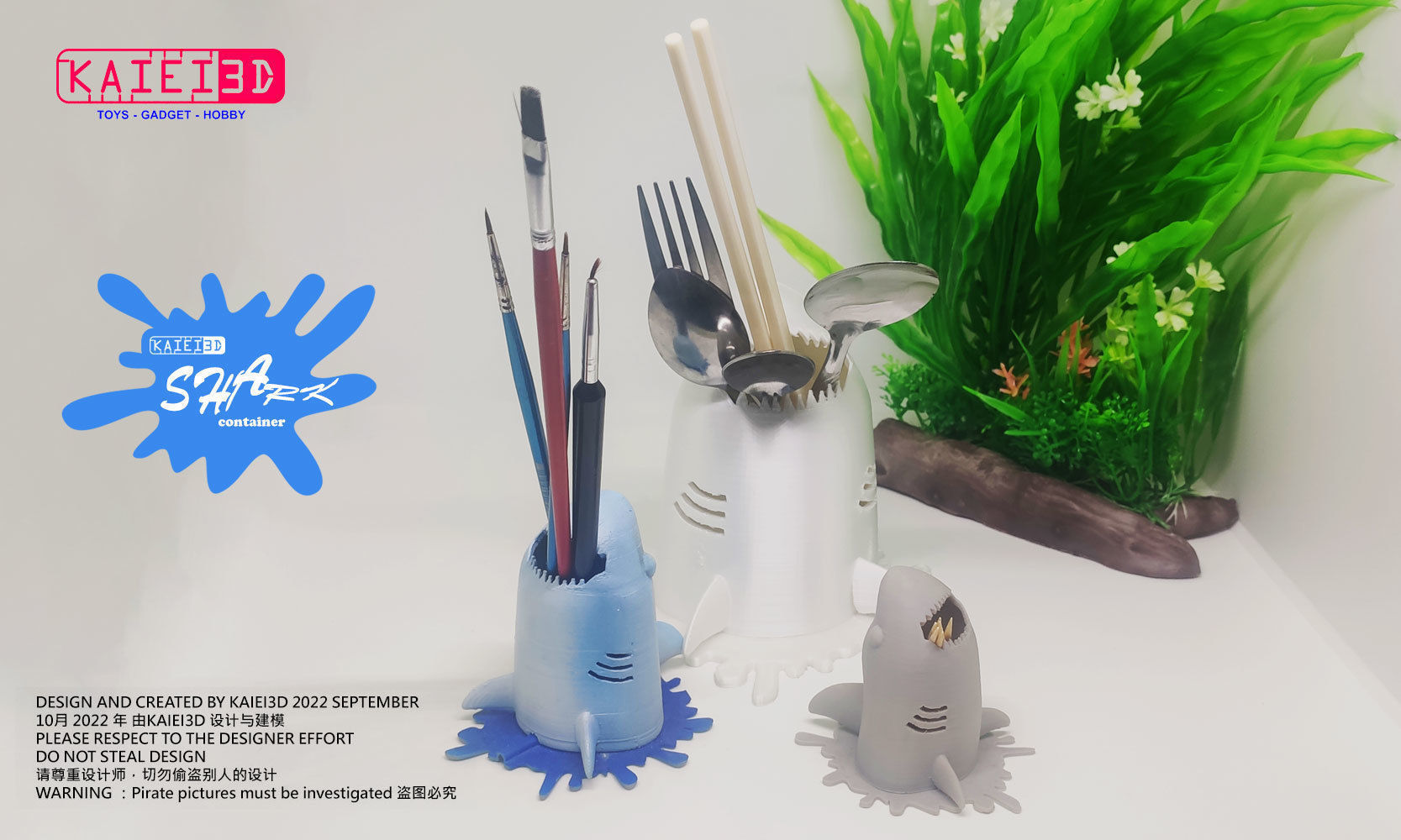 Kaiei 3D shark container 3D model 3D printable | CGTrader