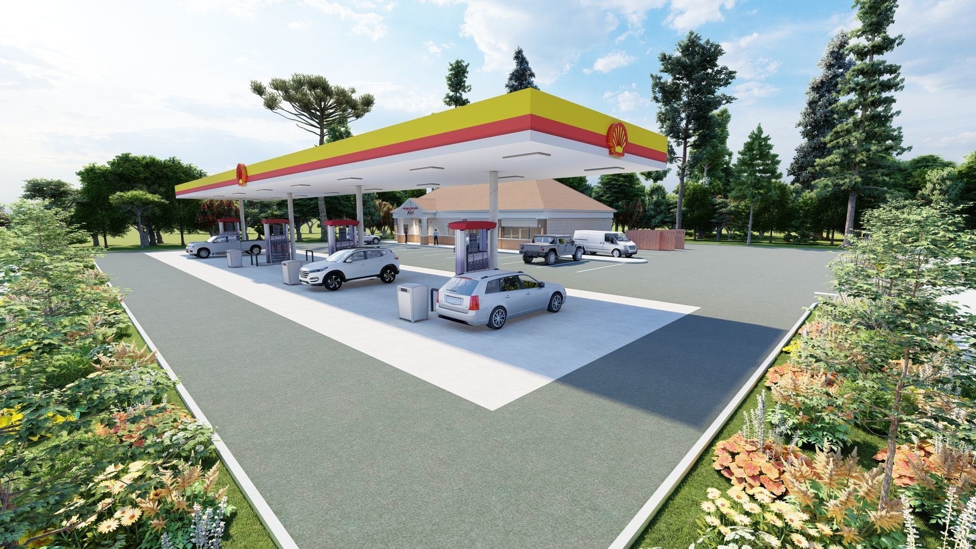 Small Shell Gas Station 3D model | CGTrader