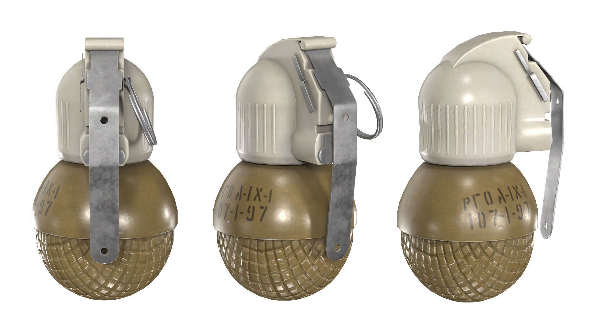 3D model Military Game Ready RGO and RGN Soviet Grenades VR / AR / low ...