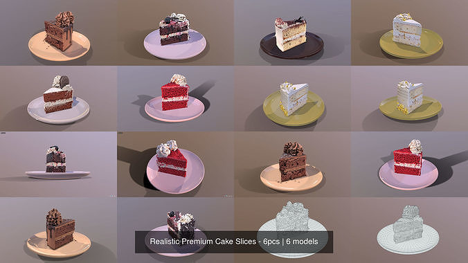 3D Model Collection Realistic Premium Cake Slices - 6pcs VR / AR / low-poly | CGTrader