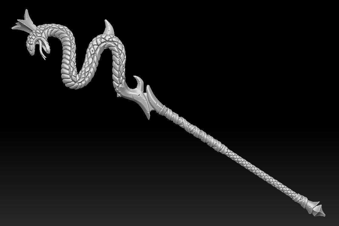 3D model Snake staff 3d print VR / AR / low-poly | CGTrader