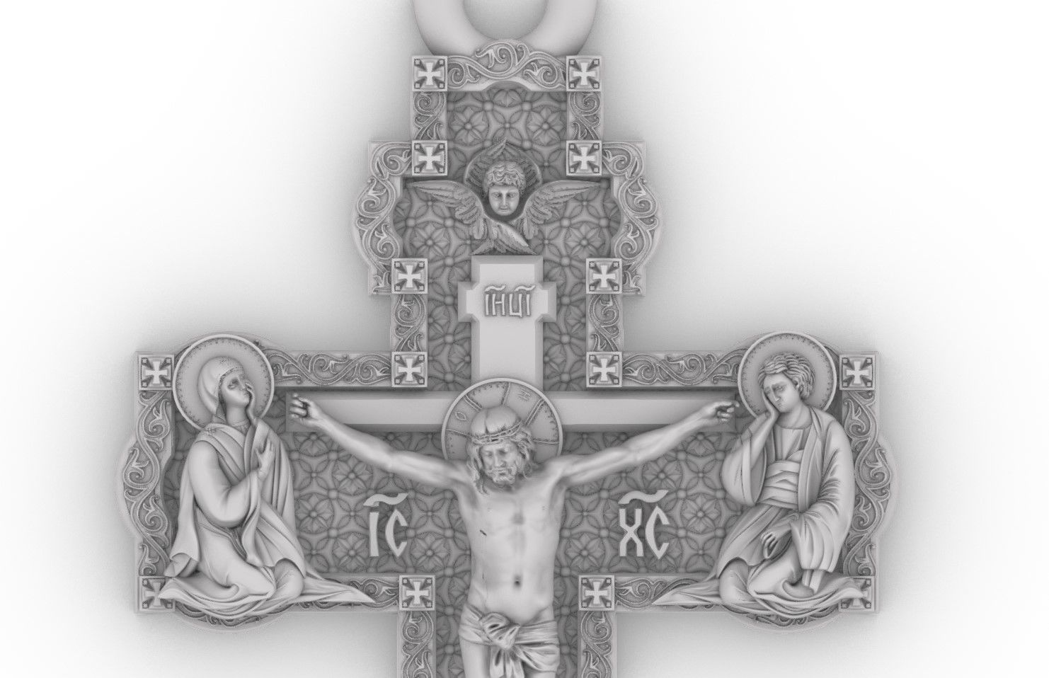 Jesus Christ Cross Engraved Antique Pendant Design 3D model 3D ...