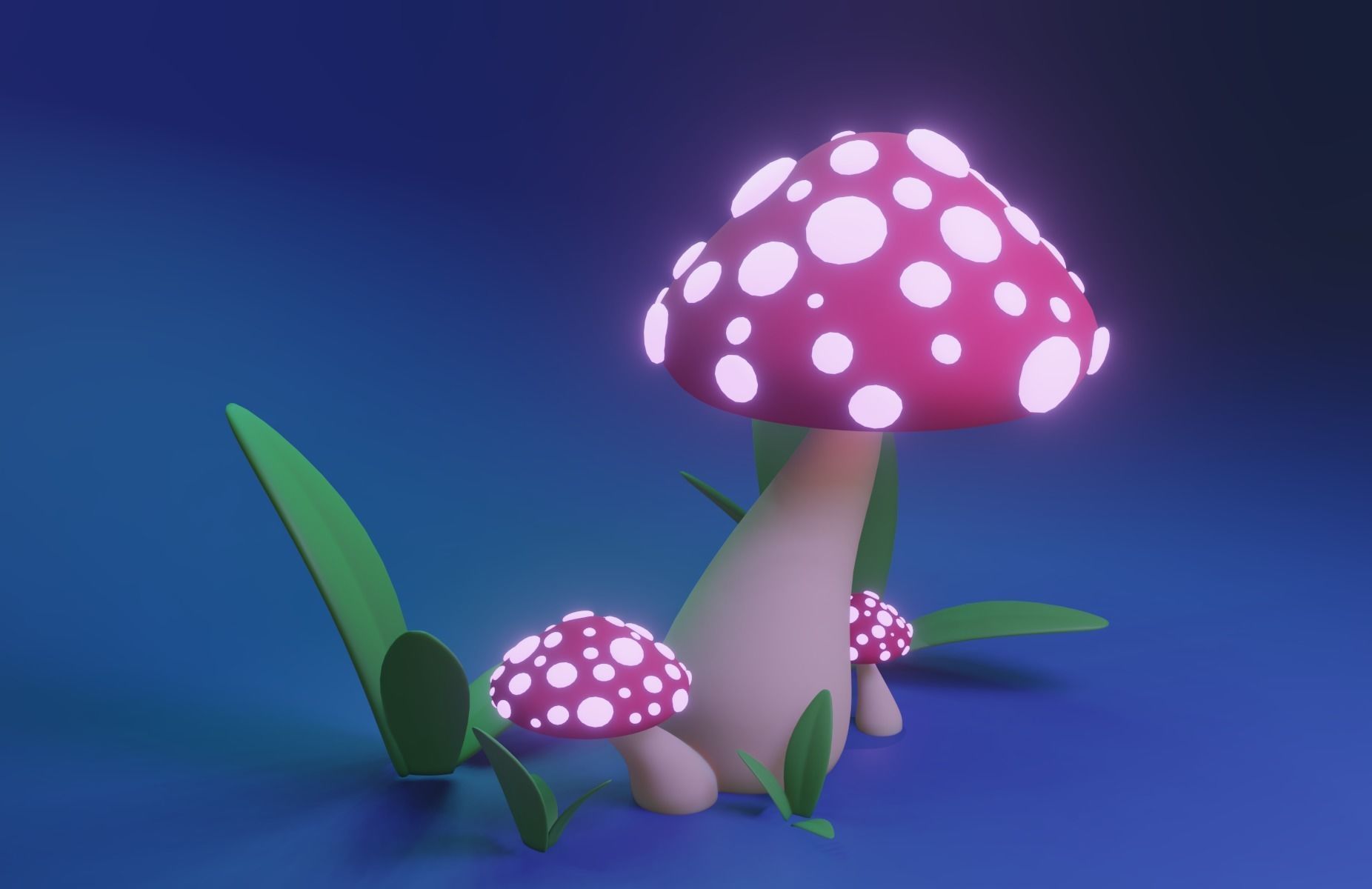 simple cute red mushrooms scene 3D model | CGTrader