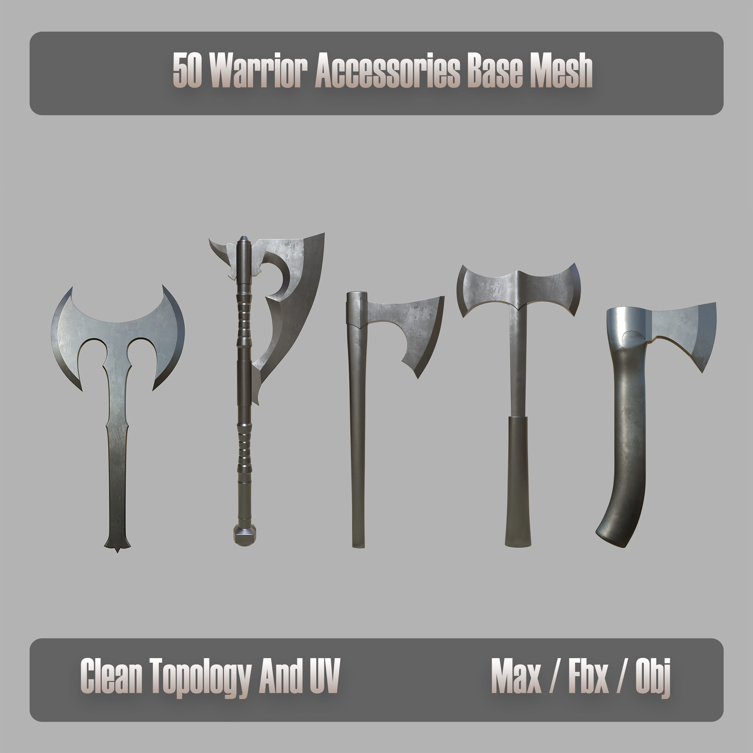 50 Warrior Accessories Base Mesh 3D model | CGTrader