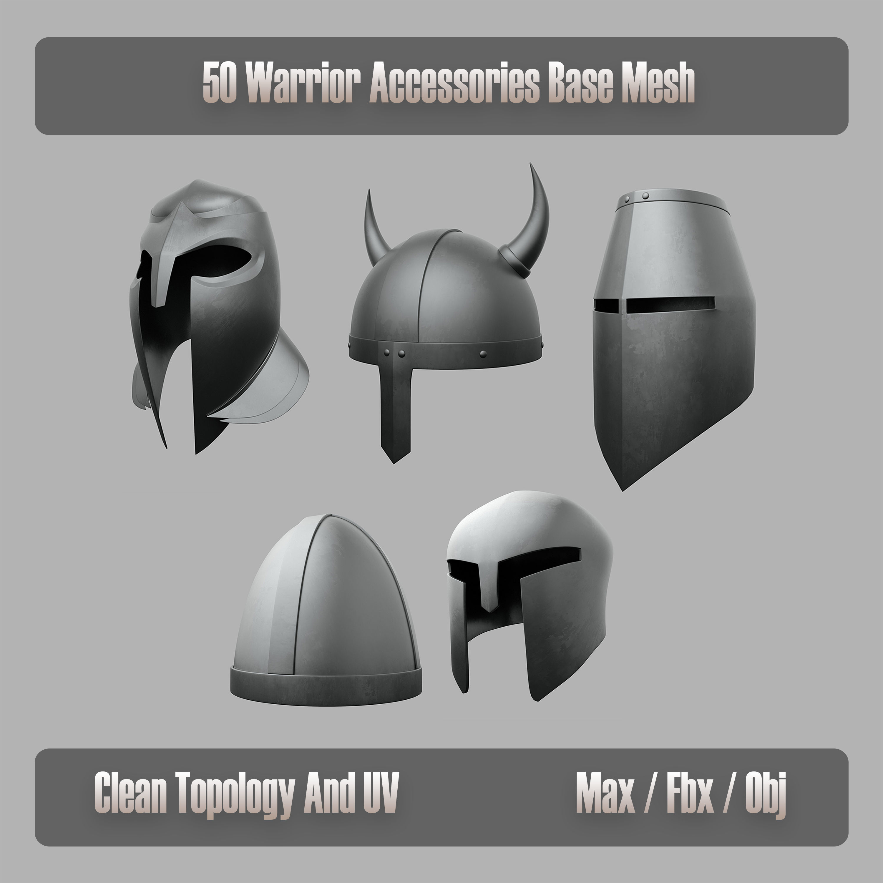 50 Warrior Accessories Base Mesh 3D model | CGTrader
