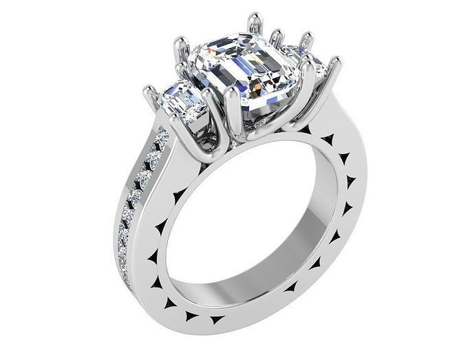 3-Stone diamond ring 2981 3D print model 3D model 3D printable | CGTrader