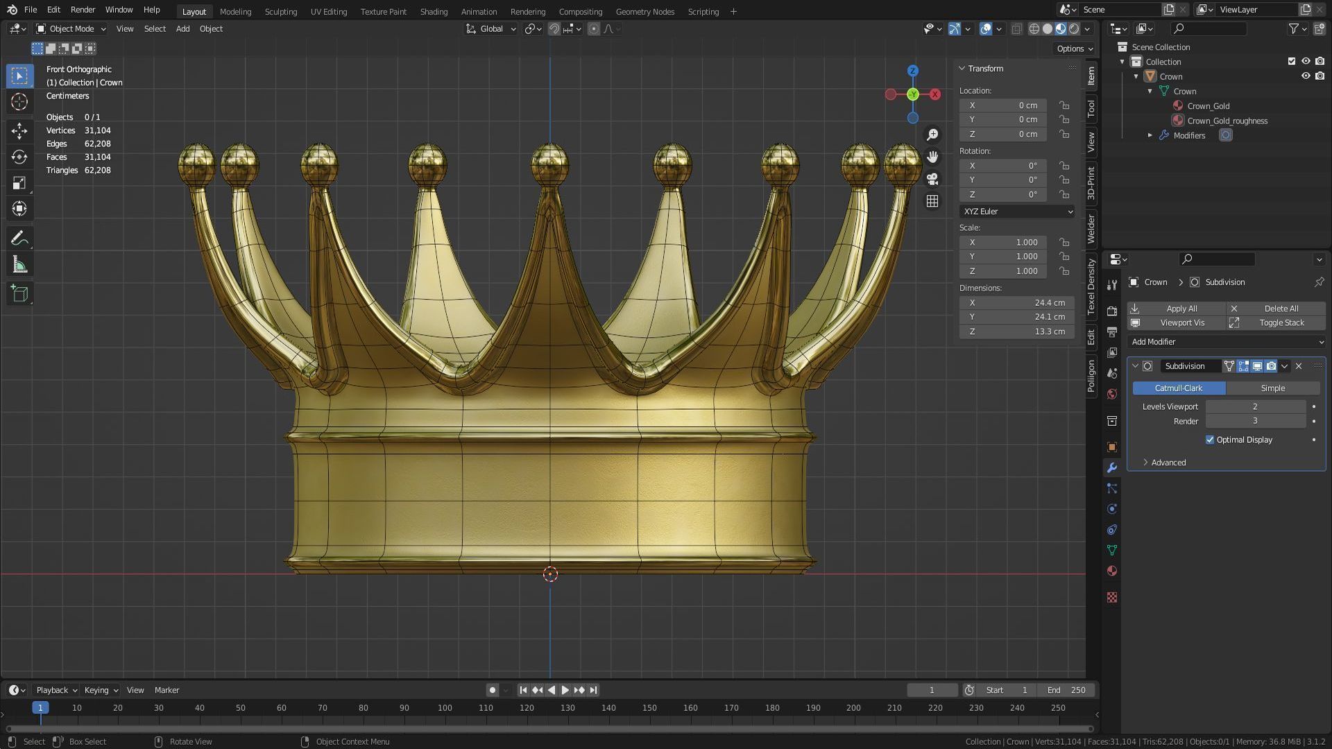 3D model Gold crown VR / AR / low-poly | CGTrader