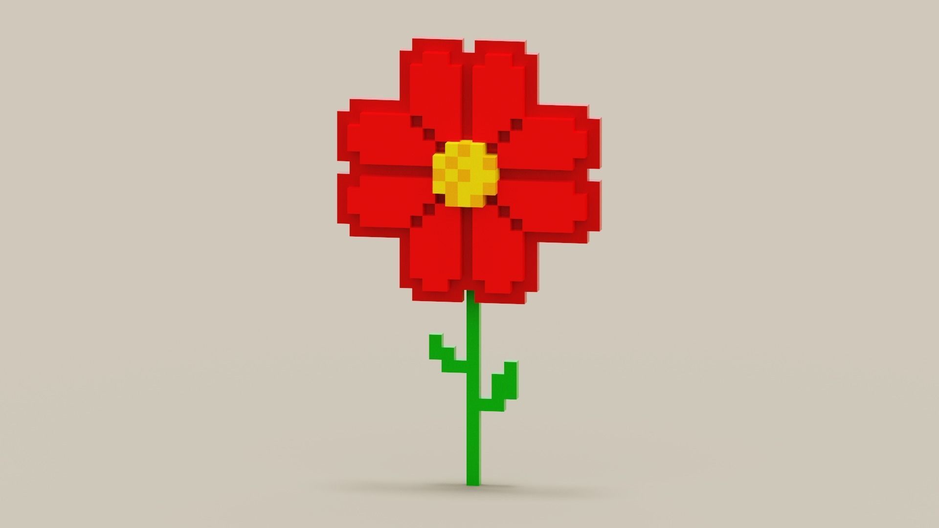 3D model Voxel Red Daisy VR / AR / low-poly | CGTrader