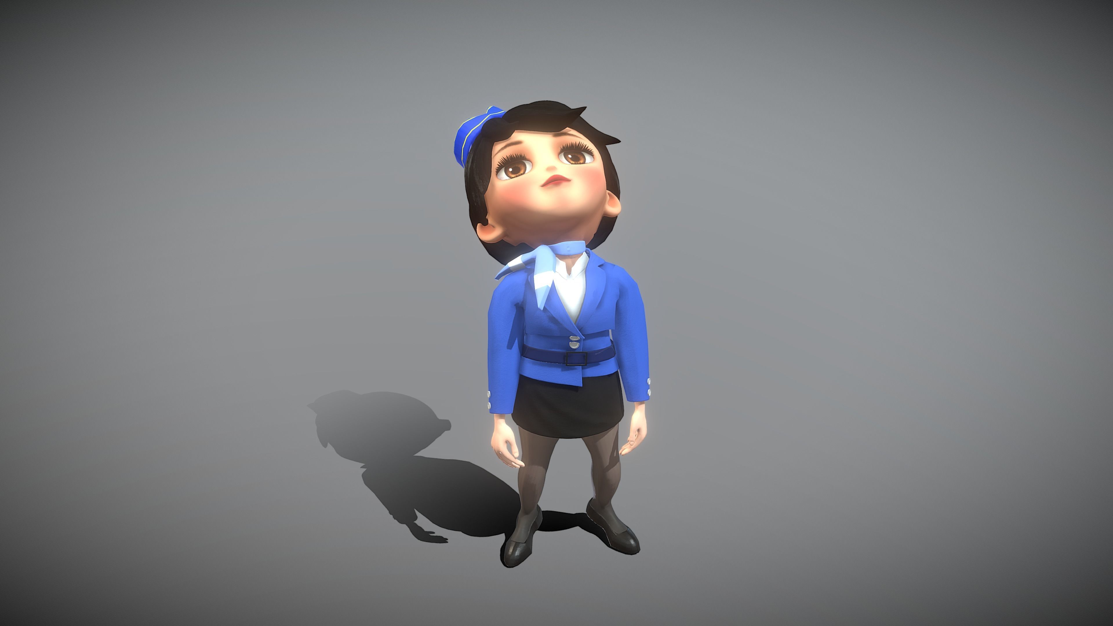 3D model Cartoon Airline Stewardess VR / AR / low-poly rigged animated ...