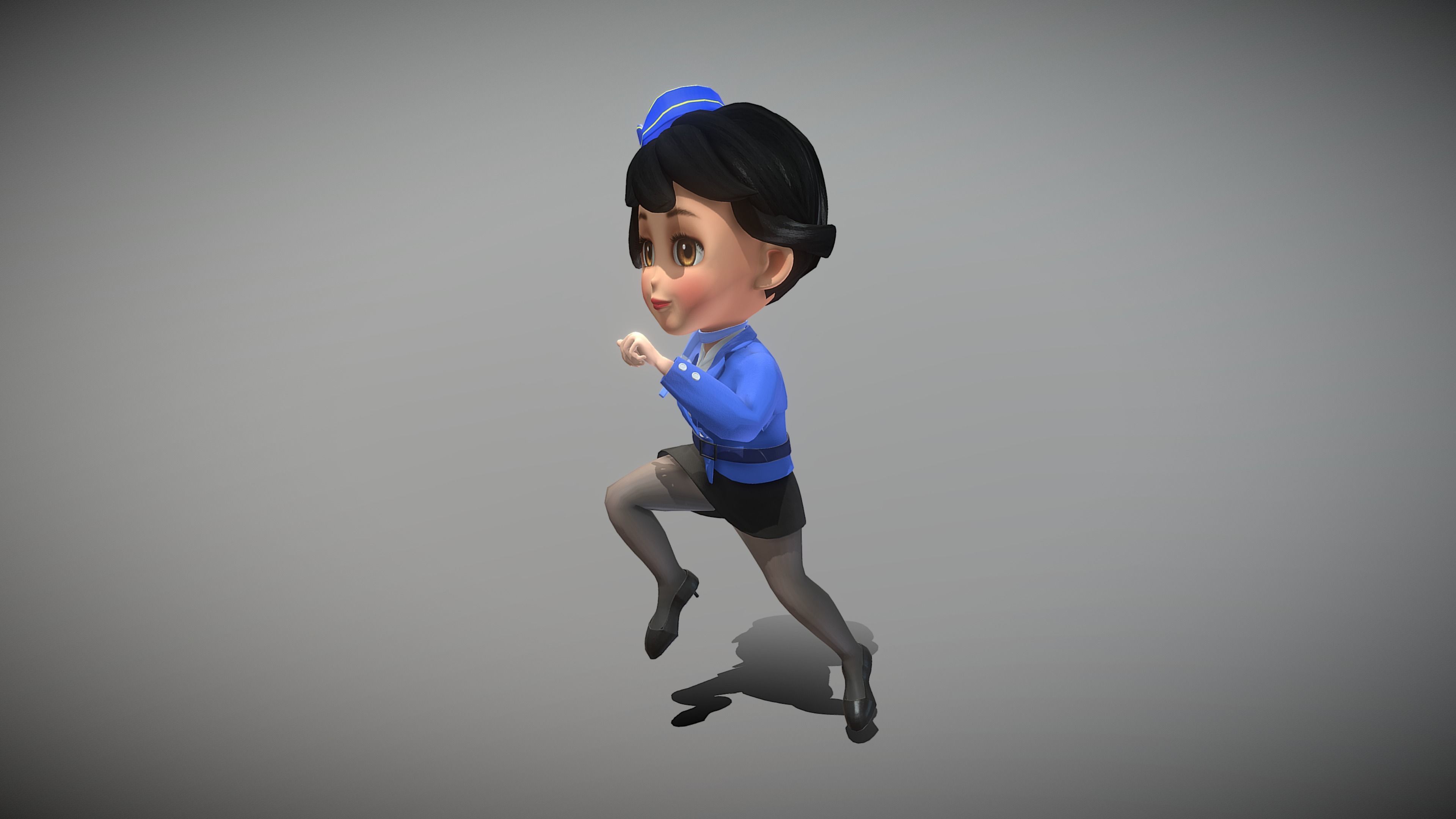 3D model Cartoon Airline Stewardess VR / AR / low-poly rigged animated ...