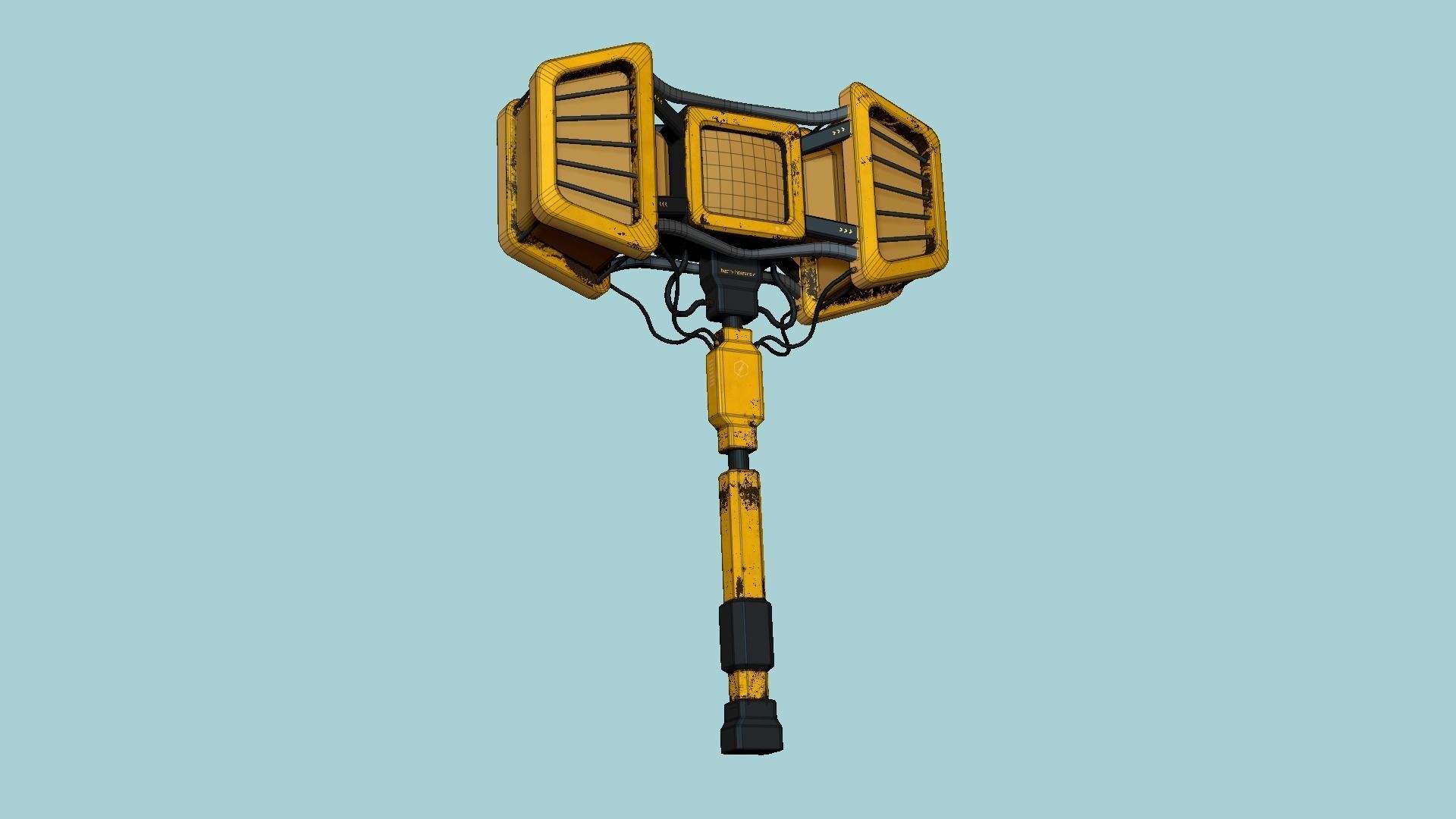3D model SciFi War Hammer A08 Yellow - Sci Fi Weapon Design VR / AR ...
